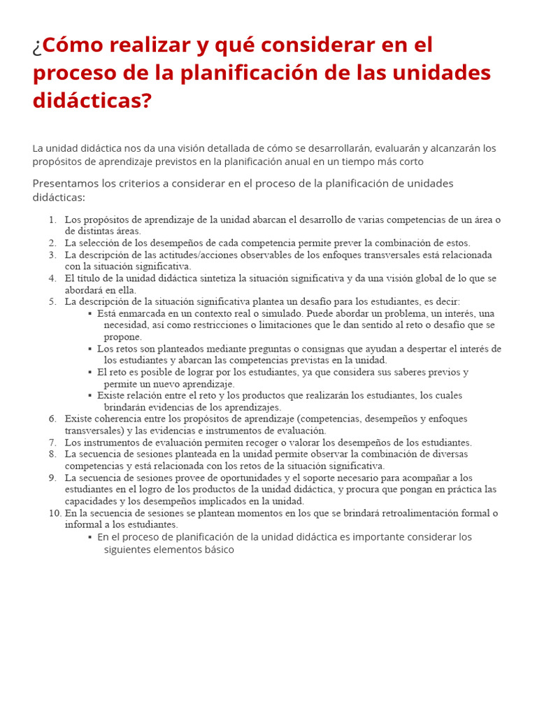 Como Hacer Paso A Paso Una Unidad Didactica | PDF | Evaluación | Aprendizaje