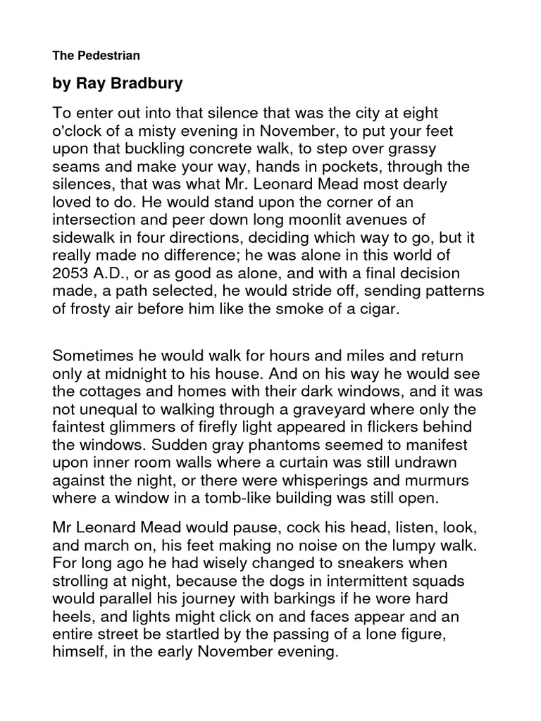 4 The Pedestrian by Ray Bradbury | PDF