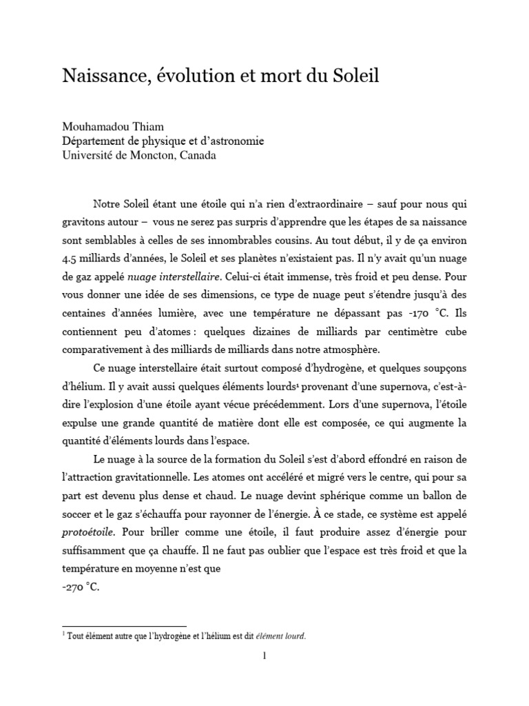 Physique Le Soleil | PDF | Soleil | Étoiles