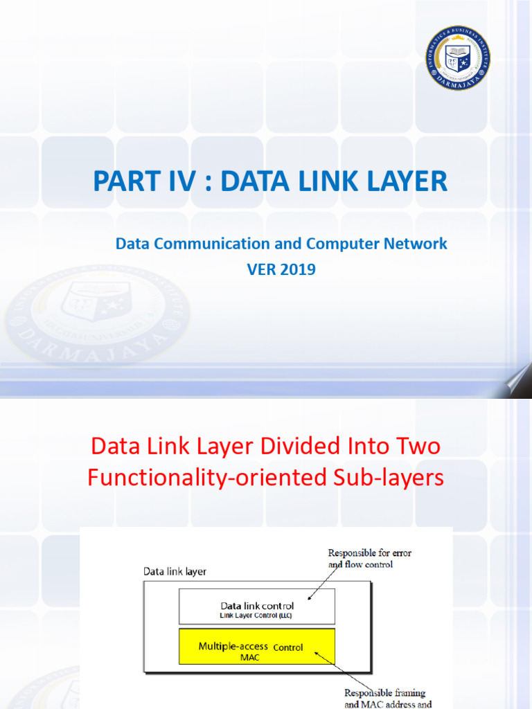 KKDJ Part 4 Data Link Layer Ver 2019 Part I - Uts | PDF | Error Detection And Correction | Data ...