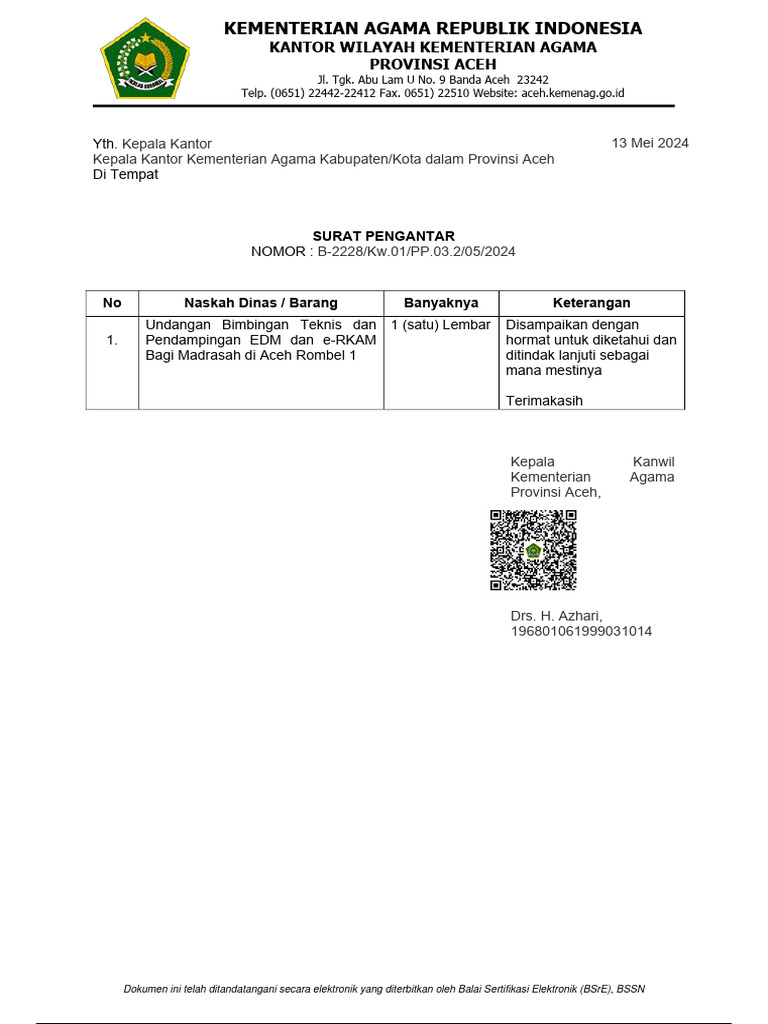 Undangan Bimtek EDM eRKAM Rombel 1 | PDF