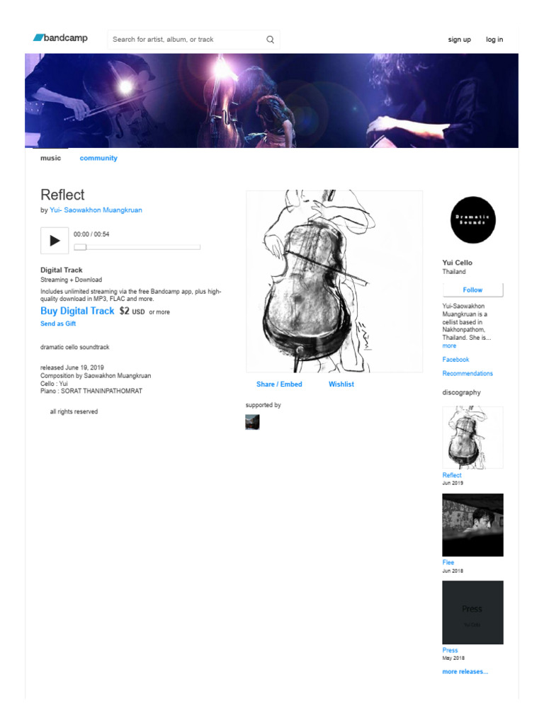Reflect - Yui - Saowakhon Muangkruan - Yui Cello | PDF