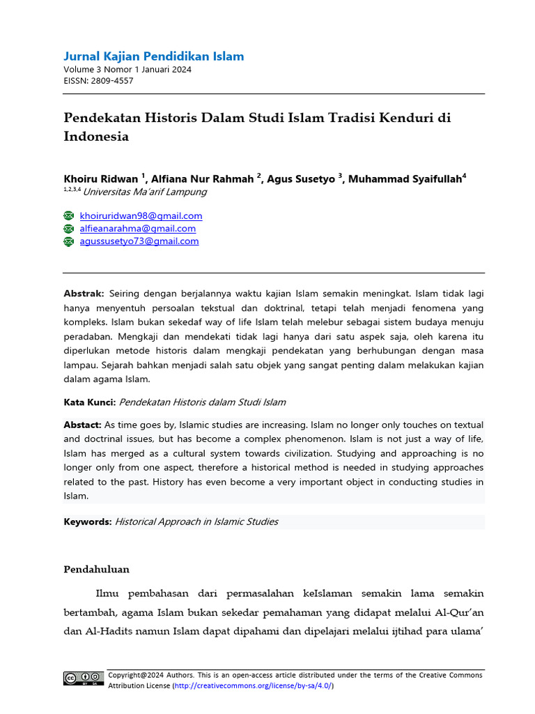 Pendekatan Historis Dalam Studi Islam Tradisi Kend | PDF