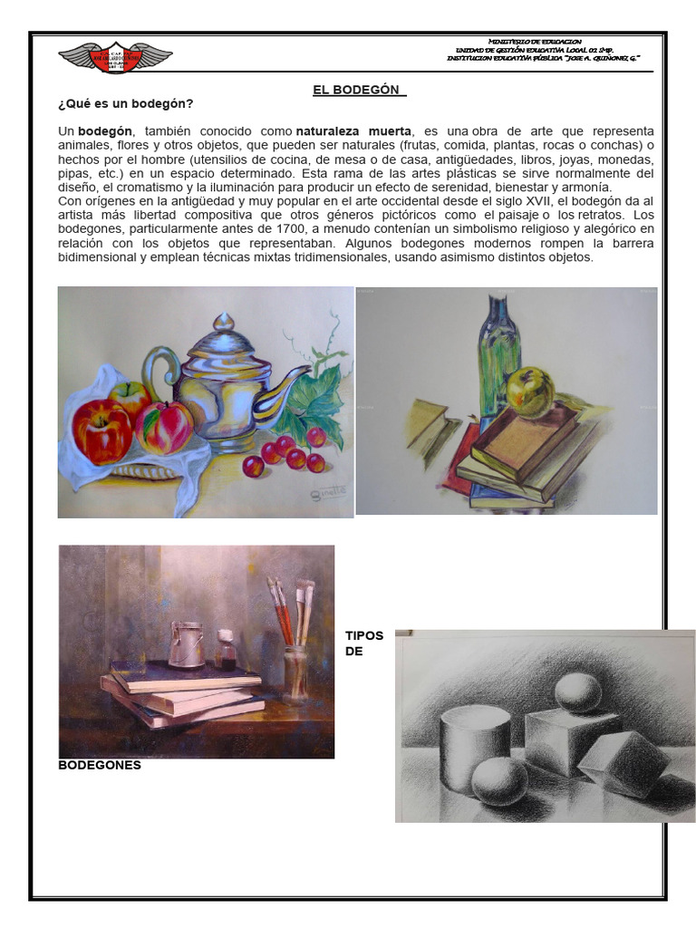 Tipos y técnica del bodegón artístico | PDF | Naturaleza muerta | Artes ...