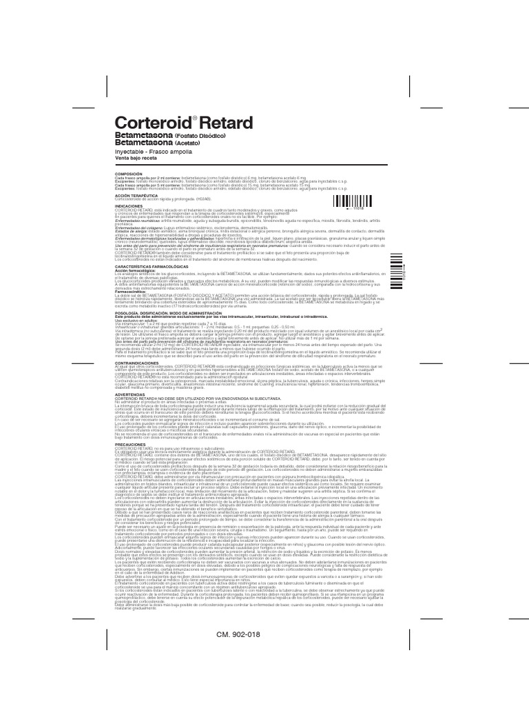 Prospecto Corteroid Retard | PDF | Corticosteroides | El embarazo