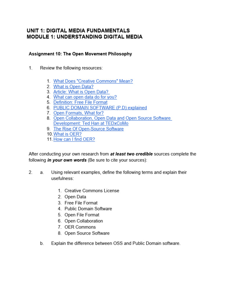 Assignment 10 - The Open Movement Philosophy | PDF