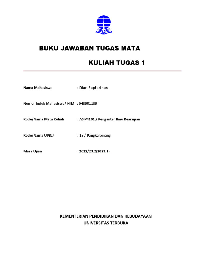 BJT - Umum - TMK 1 KEARSIPAN UT | PDF