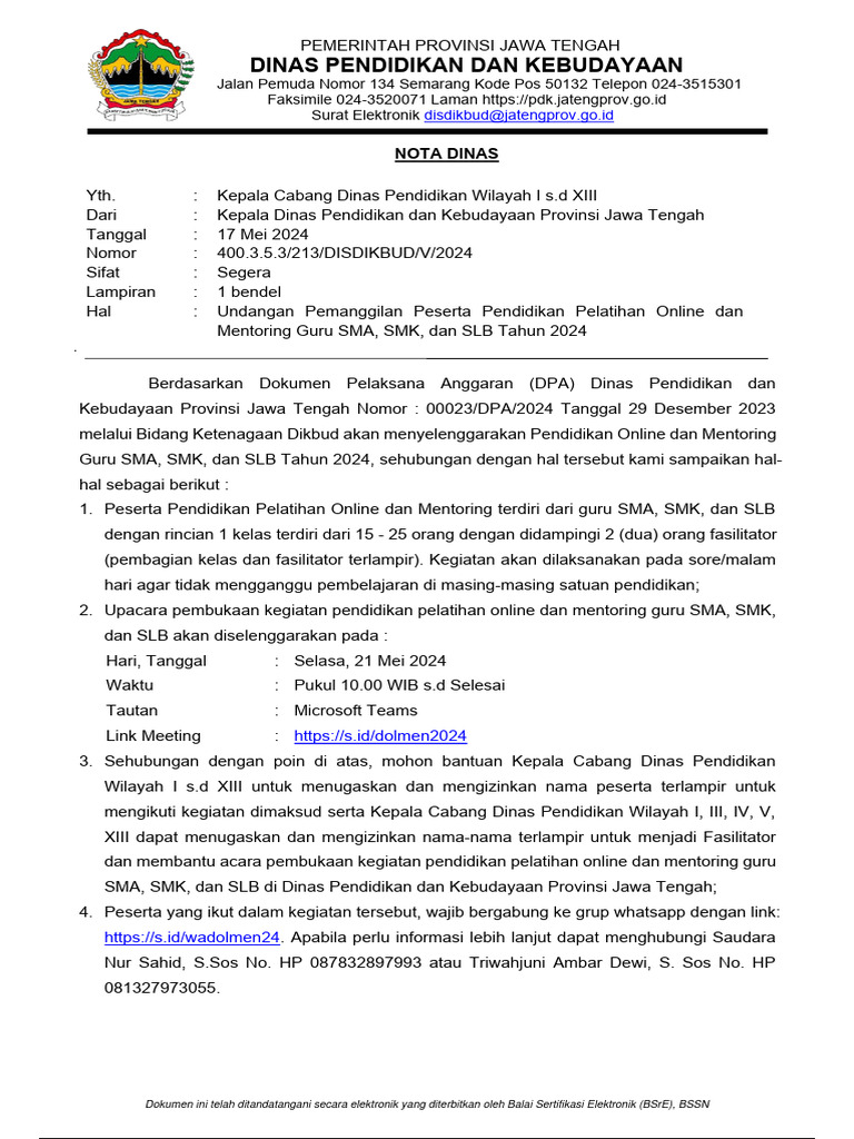ND - Pembukaan Kegiatan Dolmen Sma, SMK, SLB TH 2024 | PDF