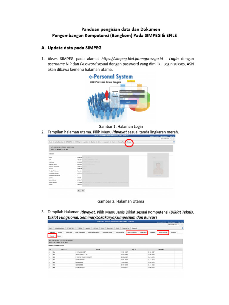 Panduan Pengisian BANGKOM Pada SIMPEG Dan EFILE | PDF