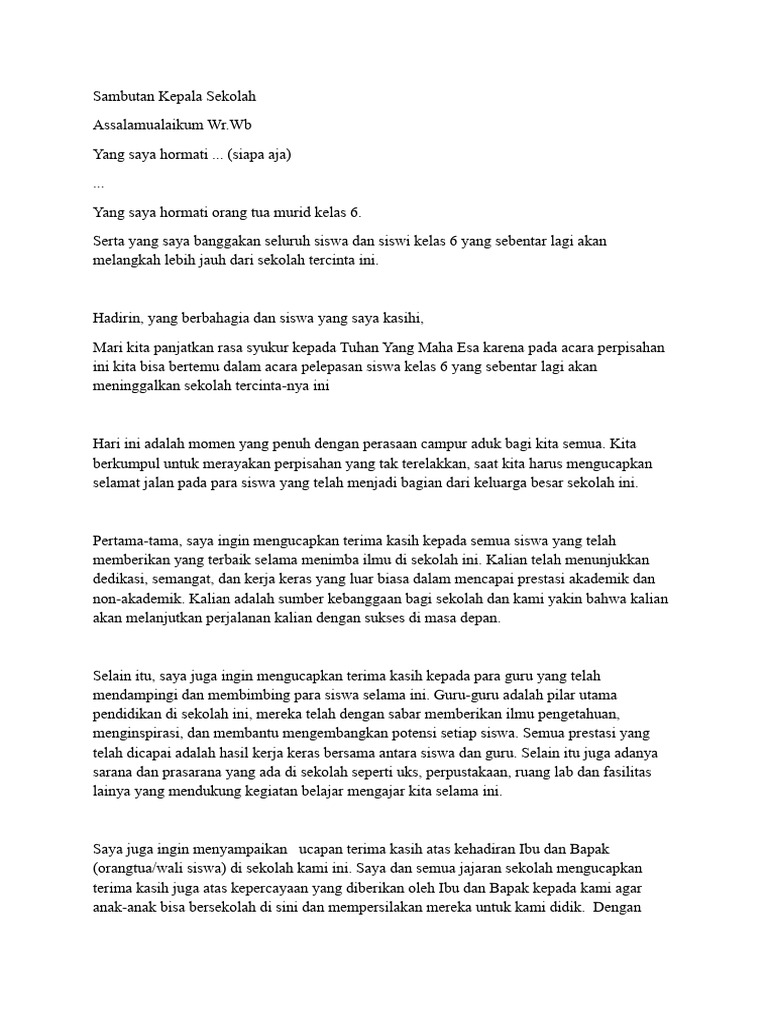 Kata Sambutan Kepsek | PDF | Kesehatan Holistik