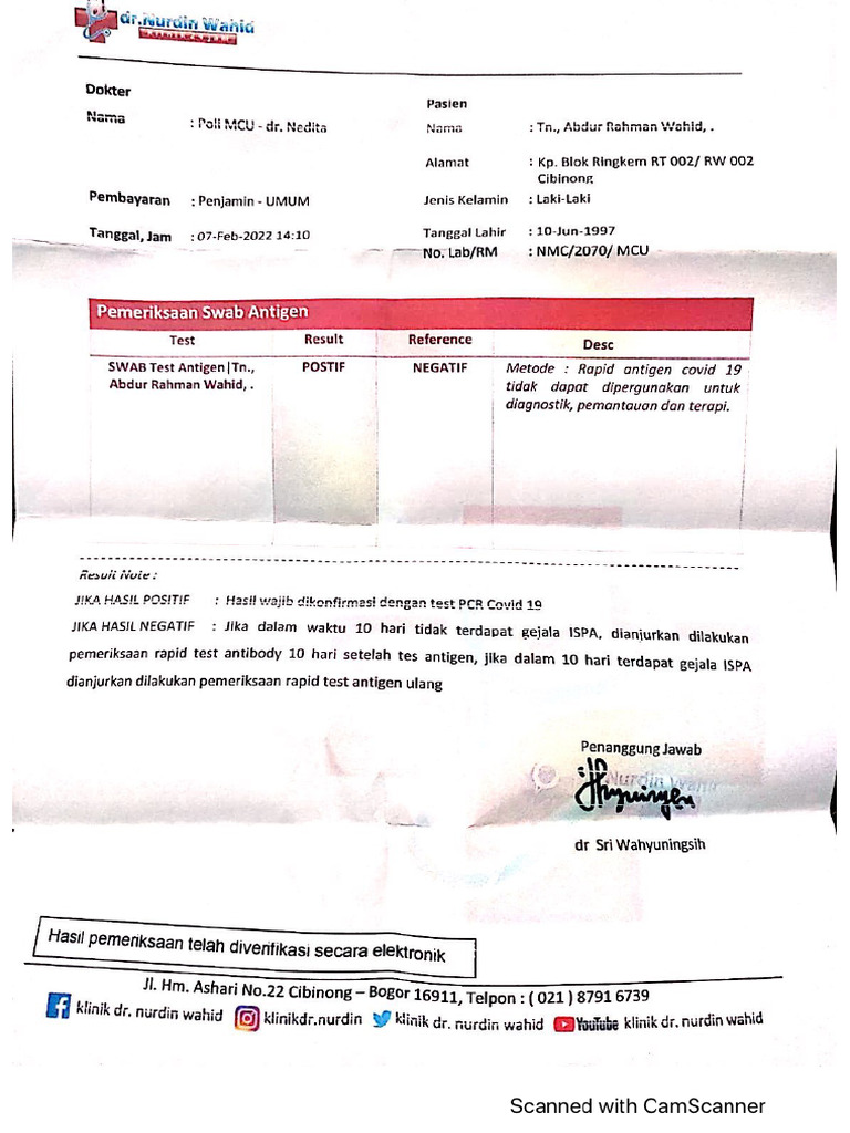 Surat Sakit 54 MPA Abdu Rahman Wahid | PDF