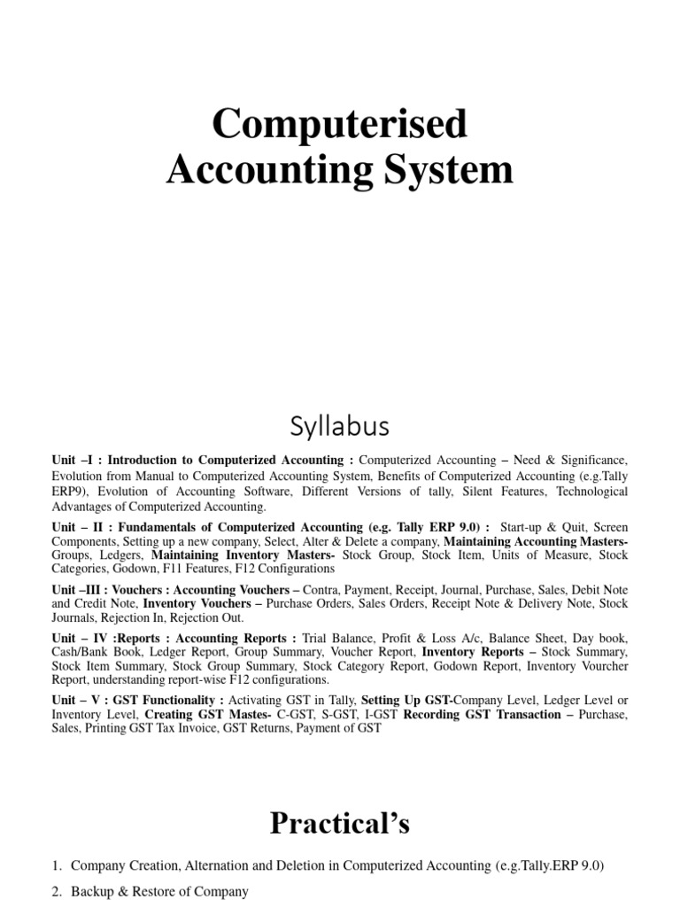 Introduction to Computerized Accounting | PDF | Debits And Credits ... Introduction to Computerized Accounting | PDF | Debits And Credits ...