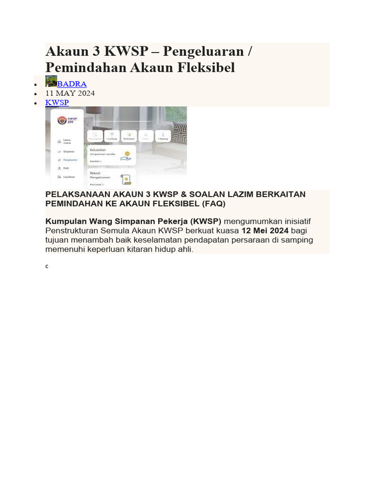 Akaun 3 KWSP - Pengeluaran Akaun Fleksibel | PDF