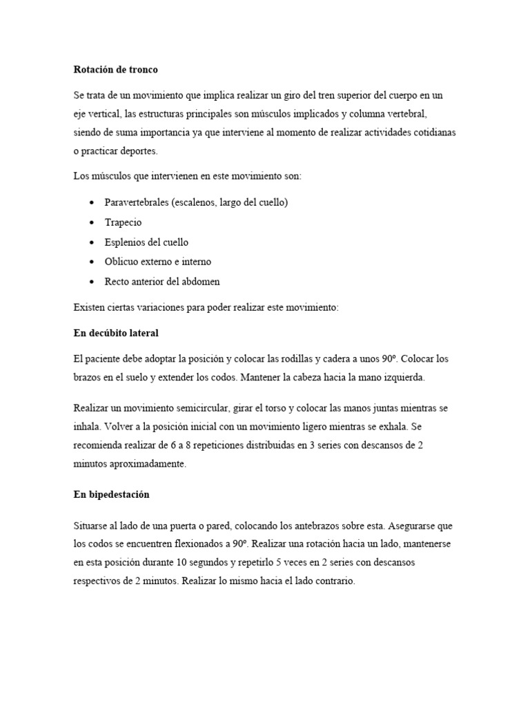 Rotación de Tronco | PDF | La columna vertebral | Sistema ...