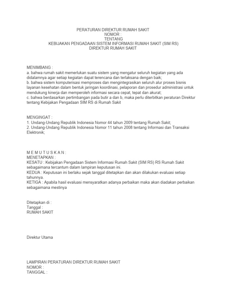 Kebijakan Pengadaan SIM RS Rumah Sakit | PDF