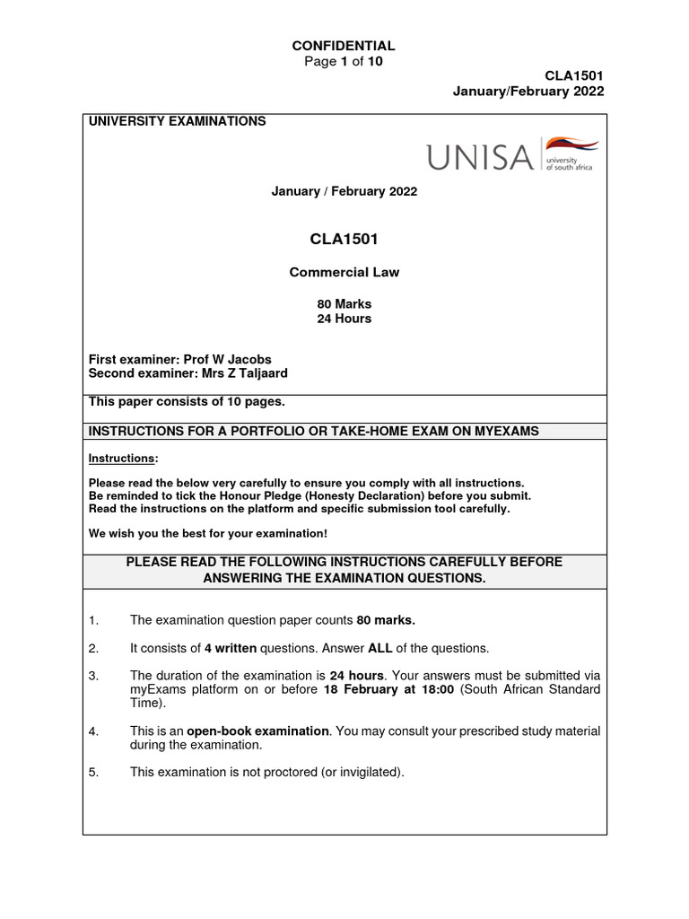 CLA1501 JanFeb 2022 Exam-1 | PDF | Plagiarism | Quotation Mark