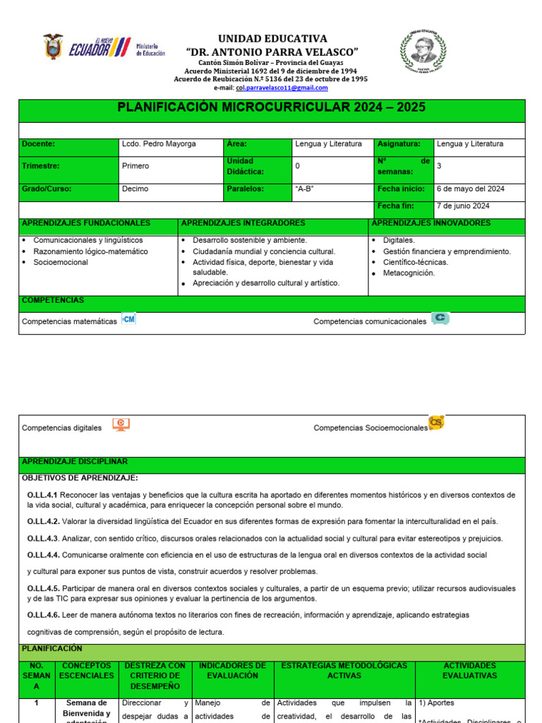 Plan Nivelacion - Pedro Mayorga - Lenguaje - 10mo A-B | PDF ... Plan Nivelacion - Pedro Mayorga - Lenguaje - 10mo A-B | PDF ...