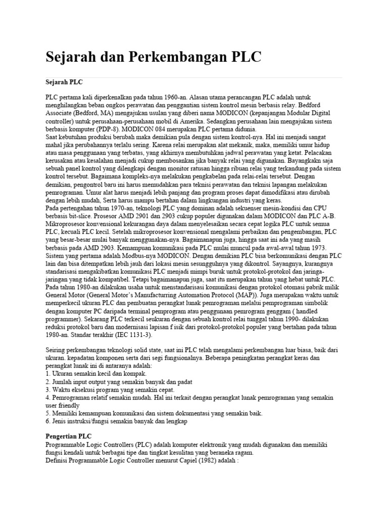 Sejarah dan Fungsi PLC | PDF