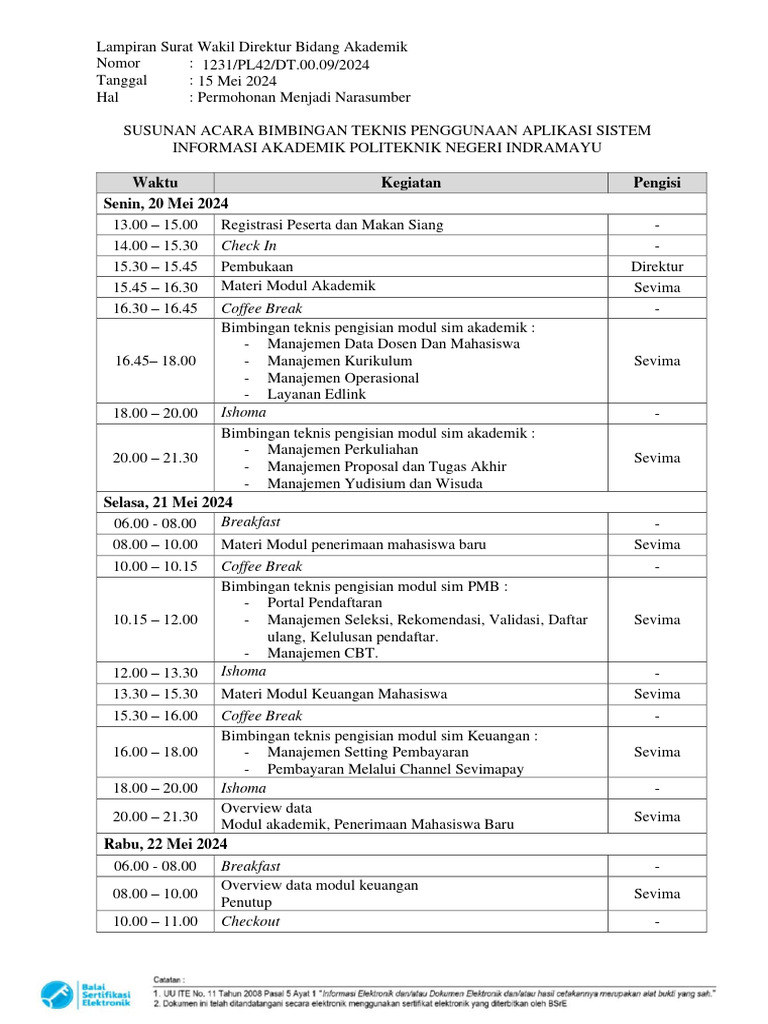 Rundown Acara BIMTEK | PDF