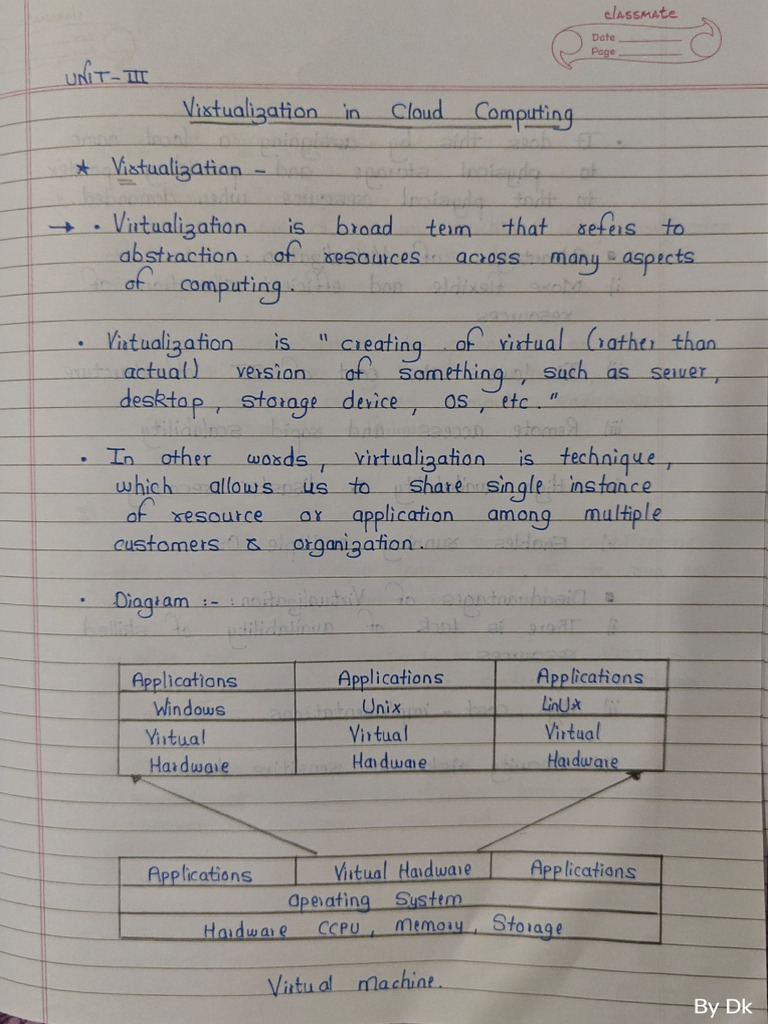CC Unit 3 Notes by DK? | PDF | Virtualization | Virtual Machine