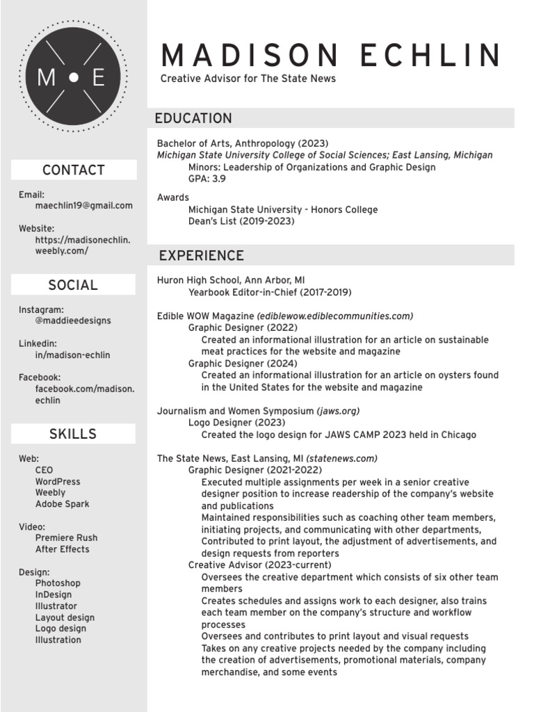 Updated GD Madison Echlins Resume | Download Free PDF | Graphic Design ...