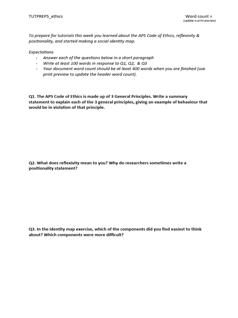 APS Ethics, Reflexivity, and Identity Map | PDF | Career & Growth ...