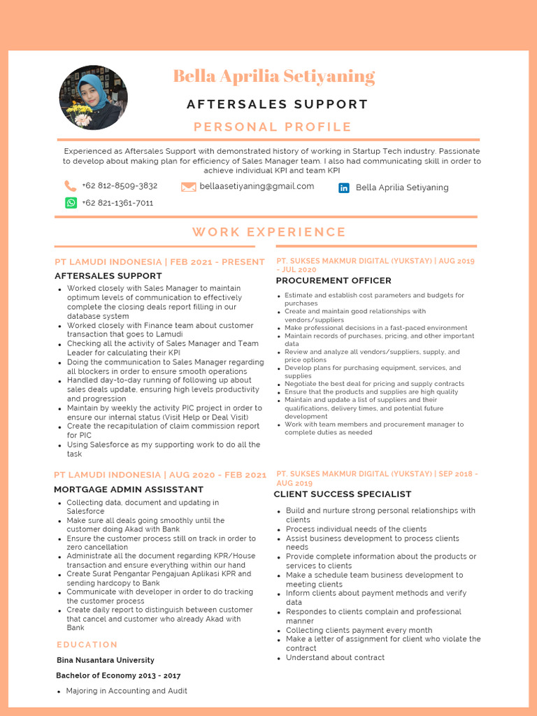 CV Bella Aprilia S (New) | Download Free PDF | Procurement | Supply Chain