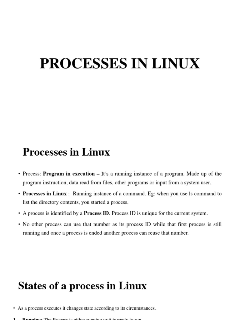 Processes In Linux Pdf Process Computing Computer Architecture