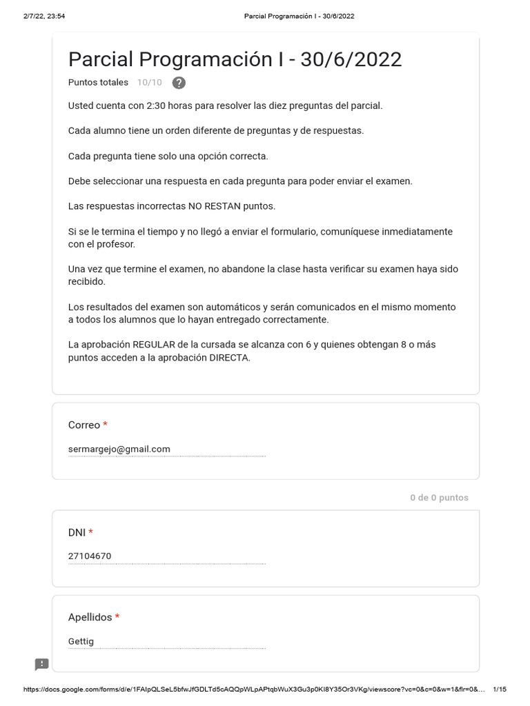 Parcial Programación I - 30 - 6 - 2022 | PDF | Programación de computadoras | Tipo de datos
