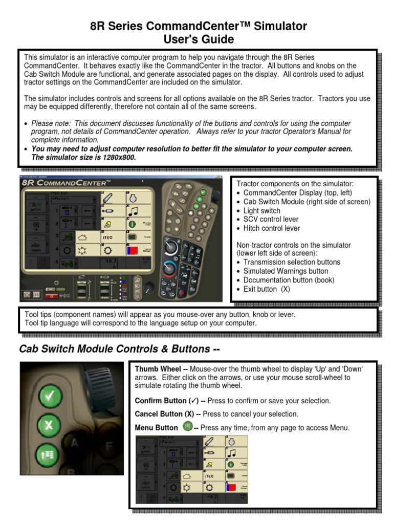 8R CommandCenter UsersGuide | PDF | Tractor | Simulation