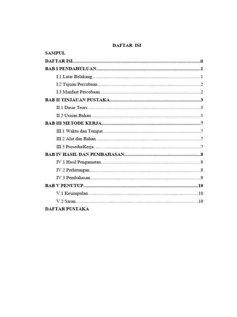 Format Daftar Isi Farfis Putri | PDF