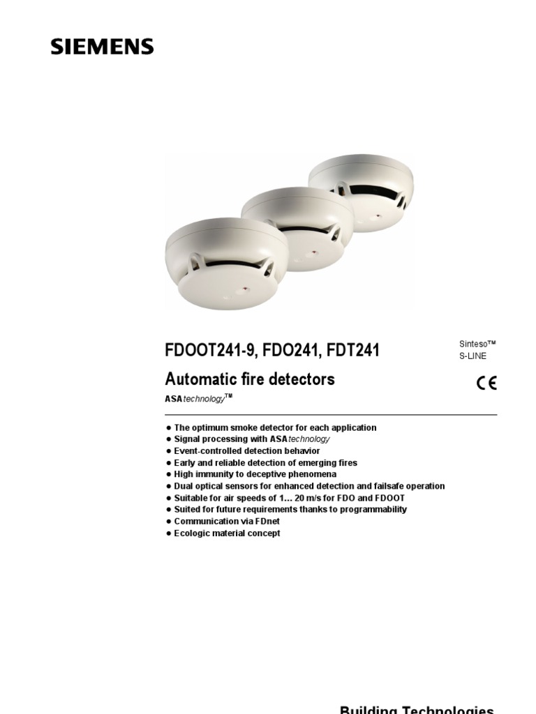 FDOOT241-9M FDT241 Datasheet en | Download Free PDF | Smoke | Sensor