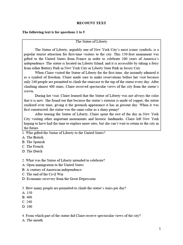 Recount Text Reading Soal | PDF | Las Vegas | Las Vegas Strip