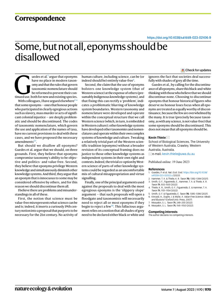 Eponyms Disallowed | PDF | Scientific Classification