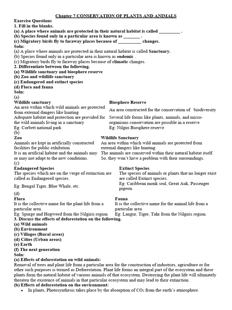 Text Book Exercise Chapter 7 | PDF | Soil | Deforestation