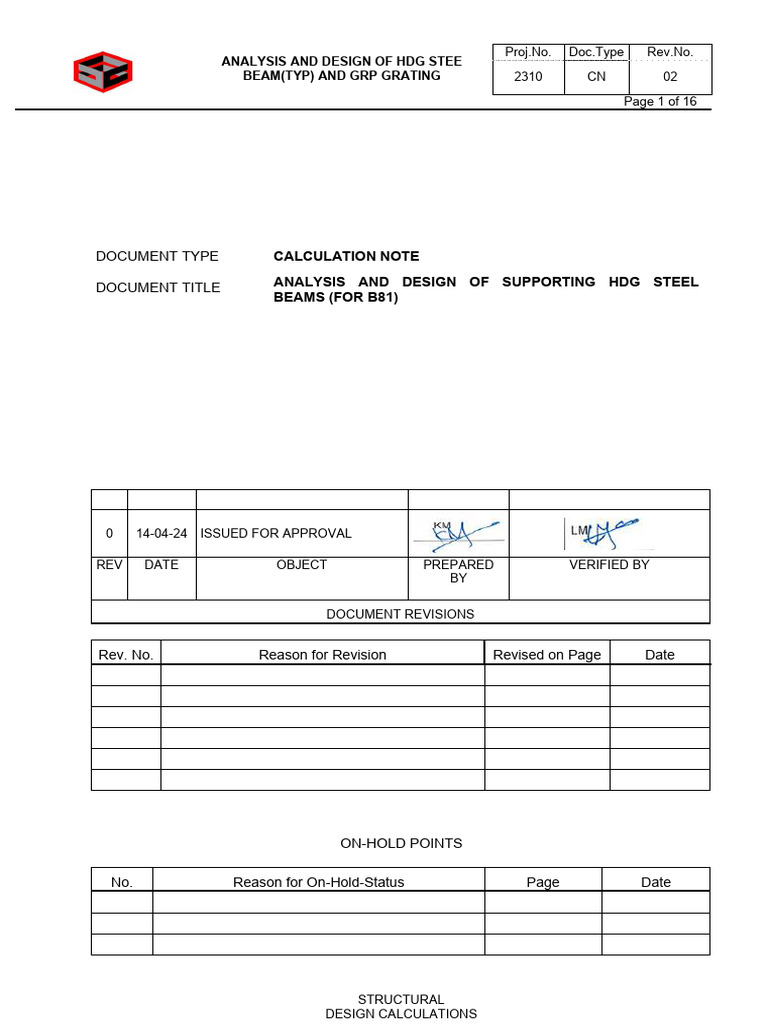 HDG Steel Beam & GRP Grating Design Analysis | PDF | Beam (Structure ...