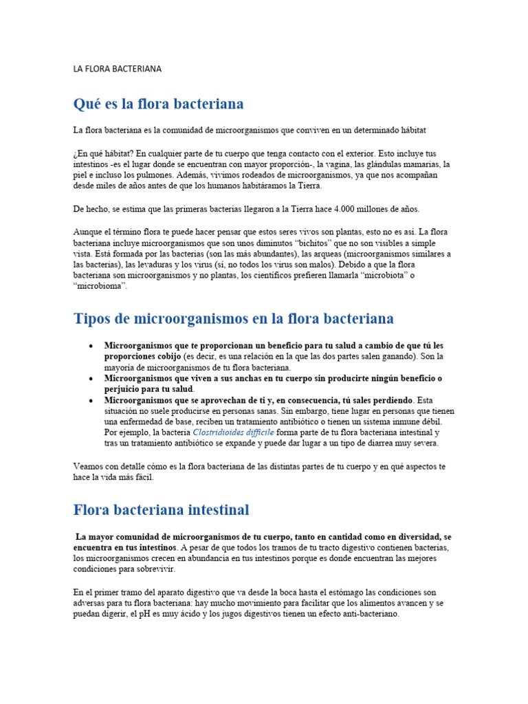 Qué es la flora bacteriana | PDF | Las bacterias | Leche