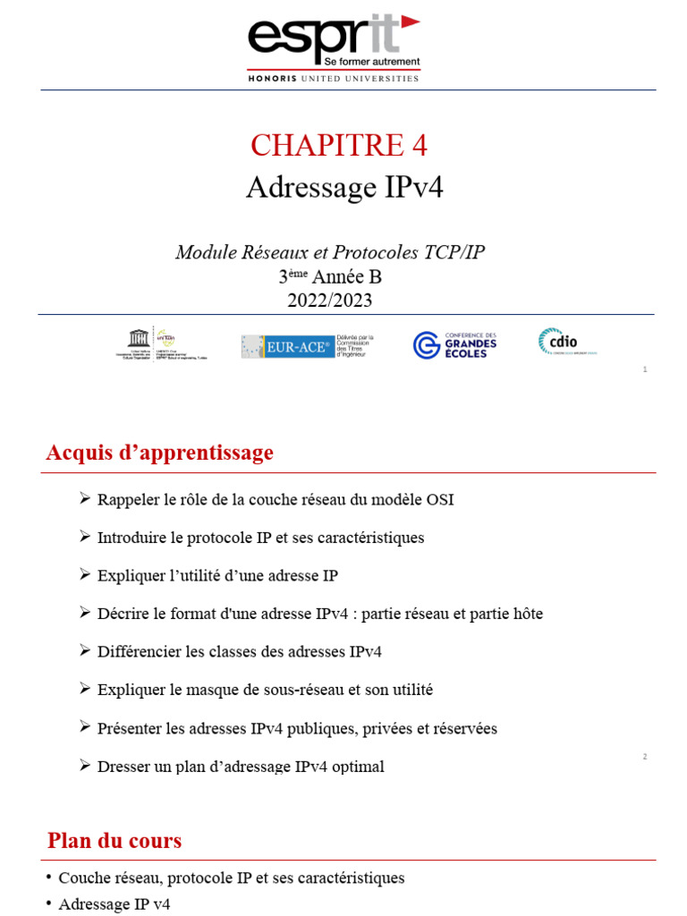 Chapitre4 Adressage IPv4 Et Subnetting | PDF | Adresse IP | Protocoles Internet