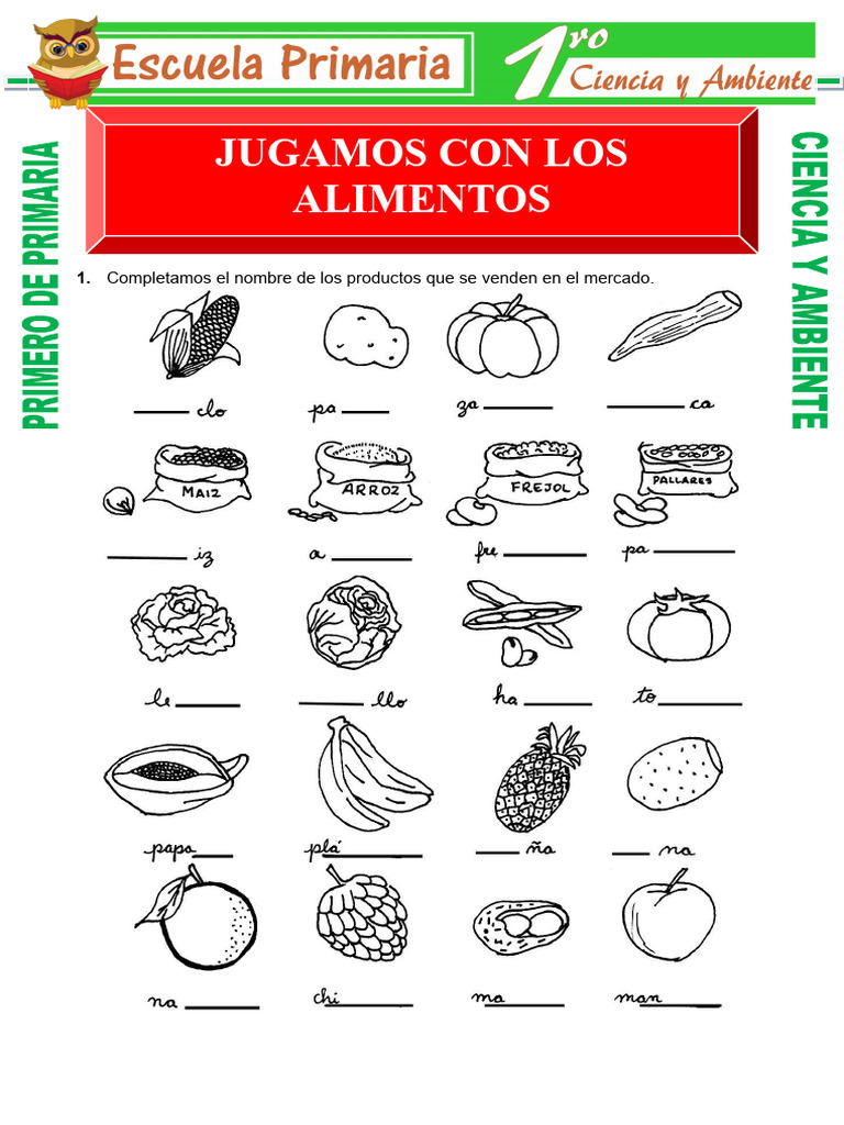 Jugamos Con Los Alimentos para Primero de Primaria | PDF | Alimentos | Cocina