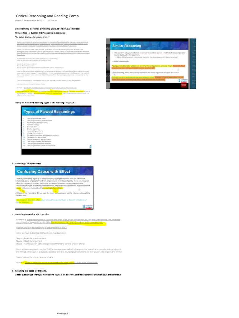Critical Reasoning and Reading Comp. | PDF | Argument | Reason