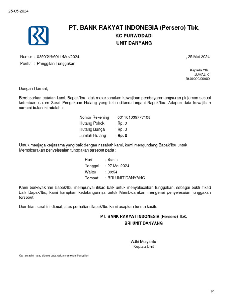 Contoh surat tagihan | PDF