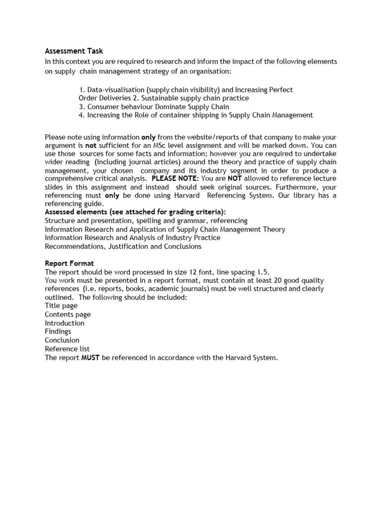 Assessment Task - Intro LOG SCM | PDF
