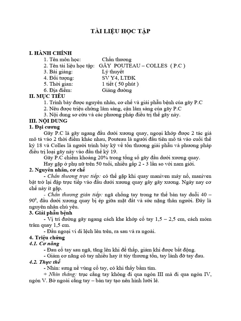 Gãy Pouteau Colles | PDF