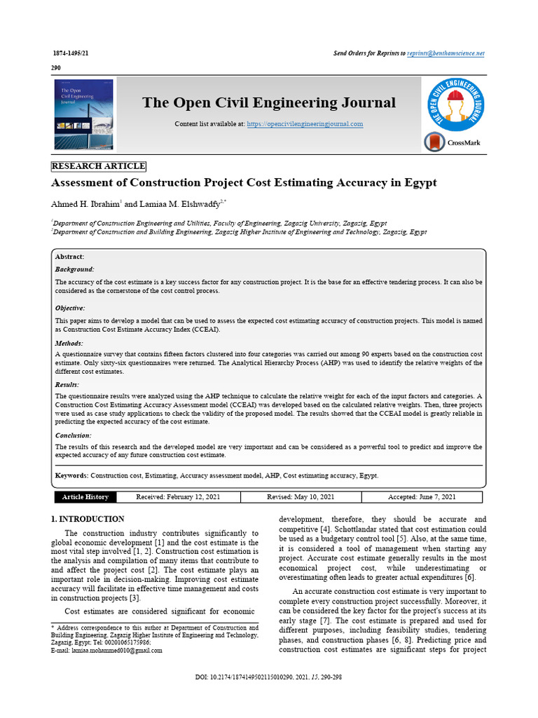 Assessment of Construction Project Cost Estimating | PDF | Accuracy And ...