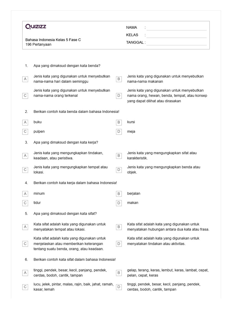Soal PAS 1 Kelas 5 B.indonesia | PDF