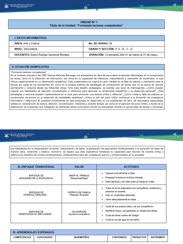 ARTE DRAMÁTICO SECUNDARIA - 3ro - Unidad - 1 - 2024 | PDF | Teatro ...