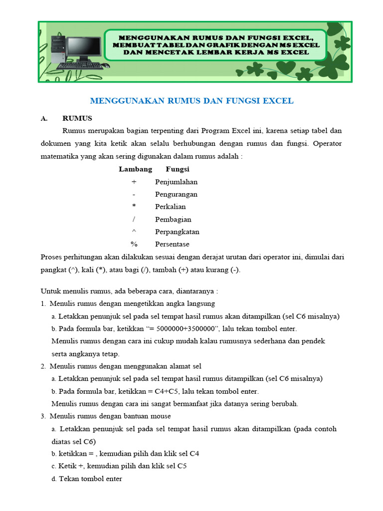 Rumus Dan Fungsi, Tabel Dan Grafik, Serta Mencetak Ms Excel | PDF ...