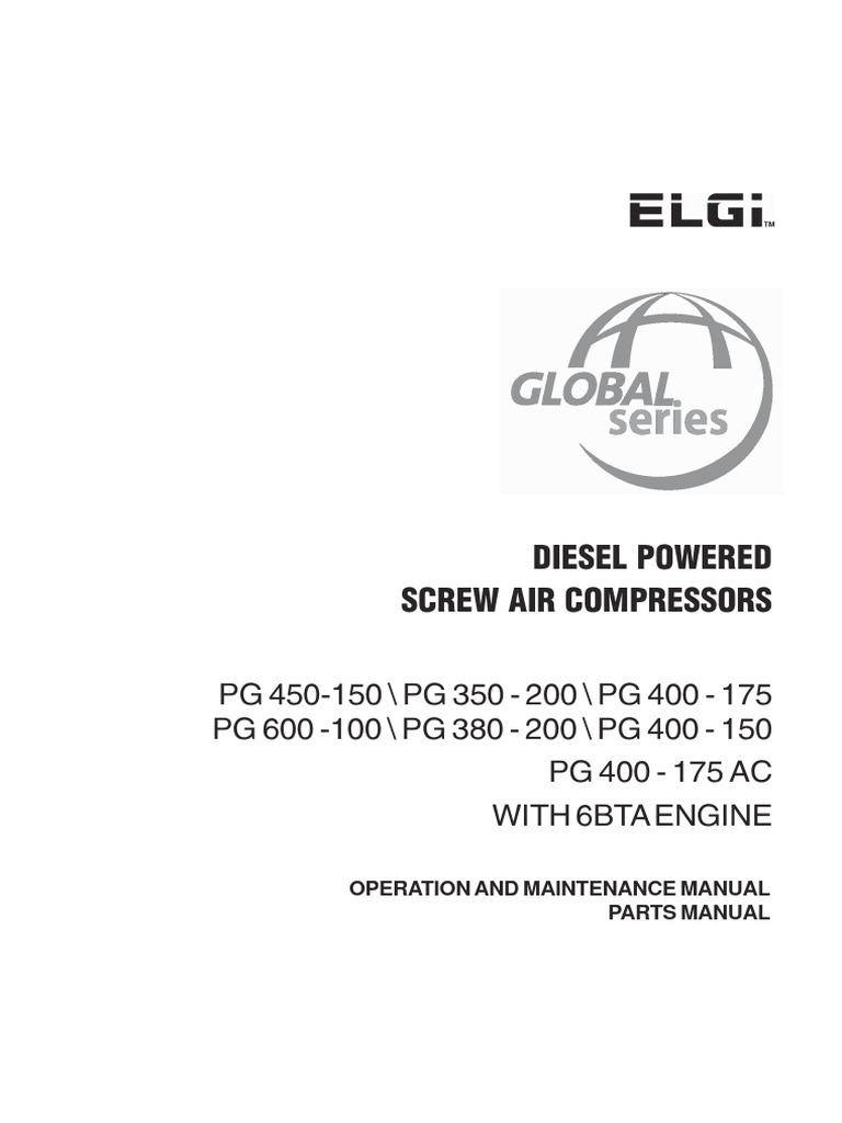 Elgi PG 450-150 Compressor Manual | PDF | Legal Liability | Valve