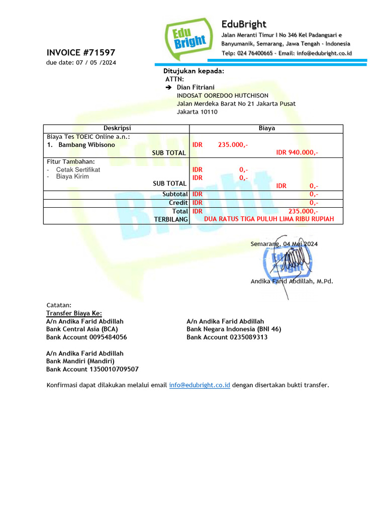 Invoice 71597 Ioh Pdf