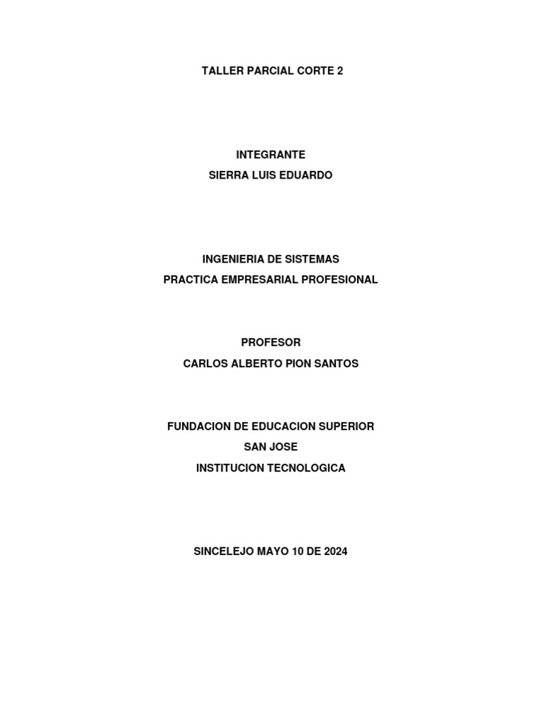 Taller Parcial Corte | PDF | Economias | Business